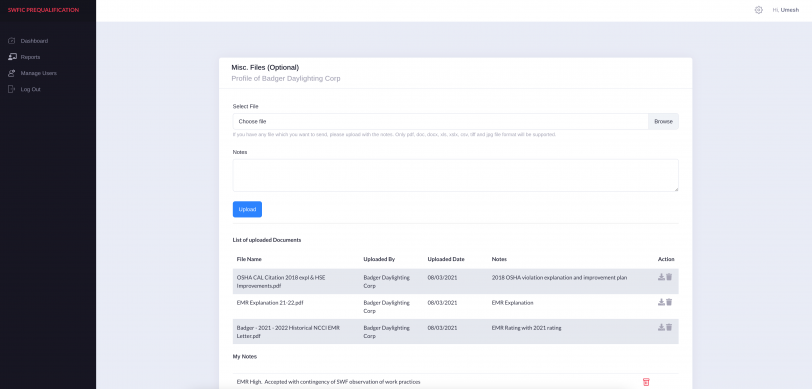 Subcontractor Qualification System
